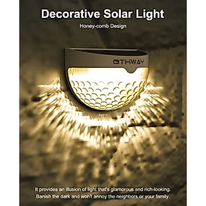 OTHWAY Solar Fence Post Lights Wall Mount Decorative Deck Lighting, White, 4 Packs