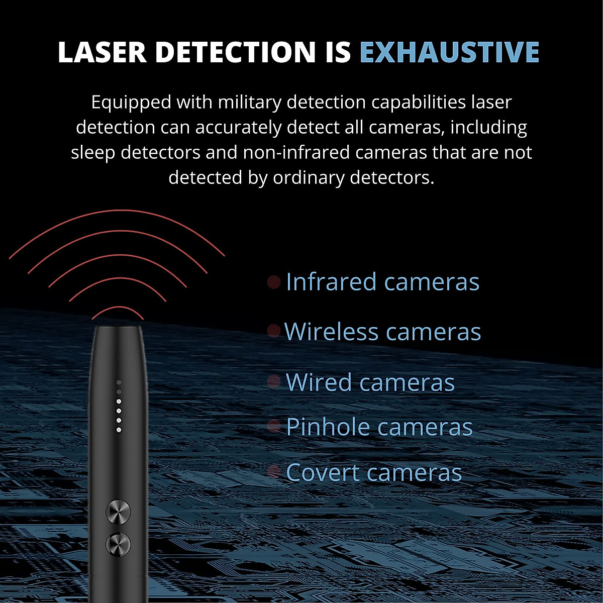 MADELONE Anti Spy Detector - for Wireless Audio Bug Camera, Bug Detector, Privacy Protector, 5 Levels Sensitivity, Portable Pen Shape for Home Office Travel