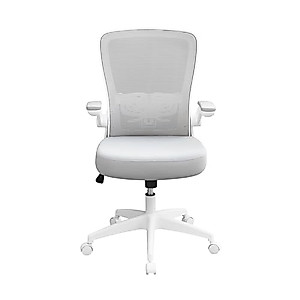 Boss Office Products Mesh Task Chair with Flip Up Arms, Grey/White