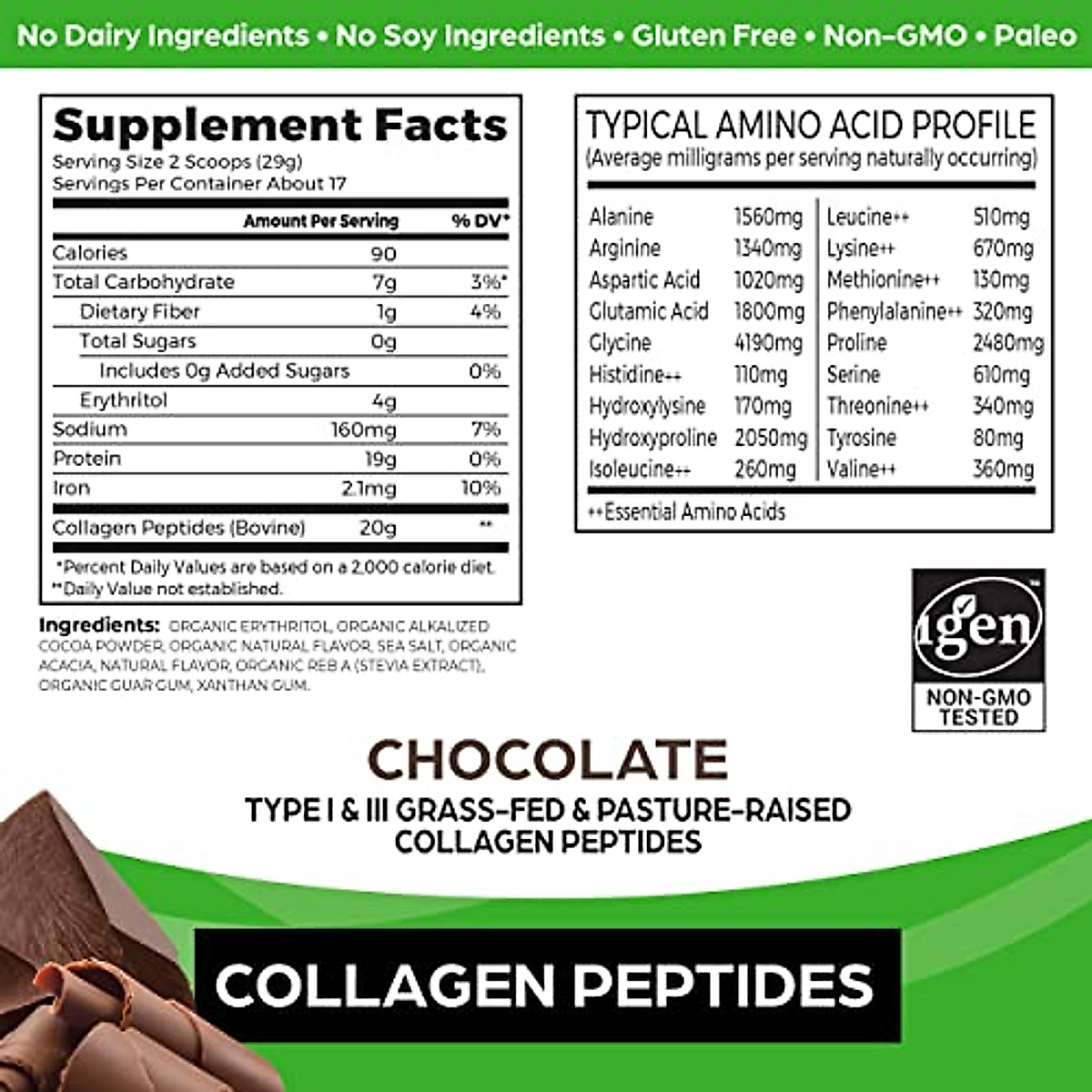 Orgain Hydrolyzed Collagen Peptides Powder, 20g of Chocolate Grass Fed Collagen - Hair, Skin, Nail, & Joint Support Supplement, Paleo & Keto, Gluten Free, Dairy Free, Non-GMO, Type I and III, 1lb