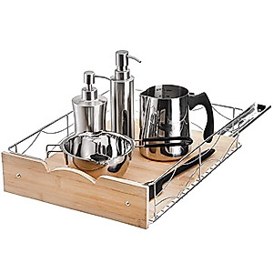 Coloch Pull Out Cabinet Organizer with Removable Hardboard, Heavy Duty Under Sink Slide Out Tray Shelf Storage Sliding Drawer Organizer for Pots, Jars, Kitchen, Pantry, Bathroom, 16.5x12.5x3.2 Inches