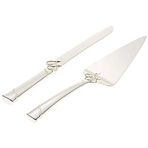 Lenox True Love Silver Personalized Wedding Cake Cutting Set, Engraved Wedding Cake Knife and Server, Wedding Cake Cutter