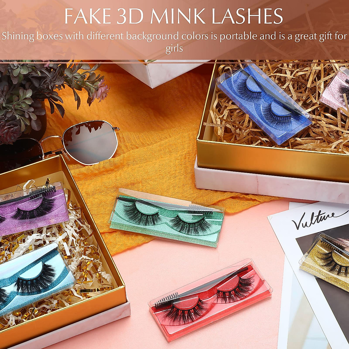 Leelosp 80 Boxes Bulk Mink Lashes 10 Styles Wholesale False Fluffy Eyelashes Volume Lashes 12-20 mm Fake Lashes with 80 Lash Brush Mixed Natural Look 3D Lash