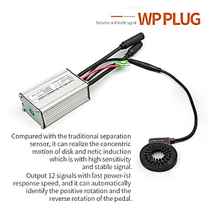 KT-V12L/R Electric Bike Magnets Pedal Assist Sensor Ebike Kit Easy Crank Installation PAS Sensor (V12L Waterproof Plug)