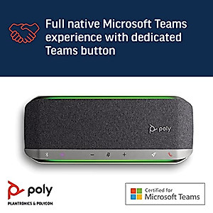 Poly - Sync 40 Smart Speakerphone (Plantronics) - Flexible Work Spaces - Connect to PC/Mac via Combined USB-A/USB-C Cable and Smartphones via Bluetooth - Works with Teams (Certified), Zoom & More