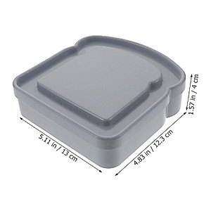 Ipetboom 4pcs Sandwich Containers Toast Shape Sandwich Box with Lid Food Storage Containers Lunch Containers for Meal Prep and Lunch Boxes - Grey, 5.1x4.8x1.6 Inch