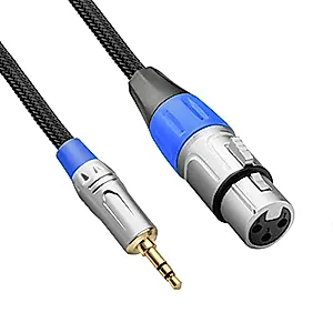 tisino XLR to 3.5mm Microphone Cable, XLR Female to 1/8 inch Mic Cord for Camcorders, DSLR Cameras, Computer Recording Device, and More - 1 feet