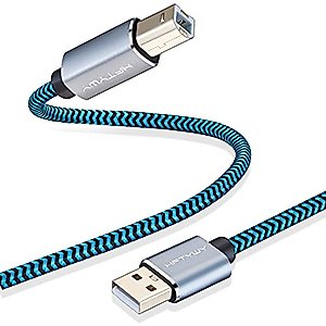 Printer Cable 25 FT USB Printer Cable Braid Long USB Printer Cord 2.0 Type A Male to B Male Cable Scanner Cord High Speed Compatible with HP, Canon, Dell, Epson, Samsung and More