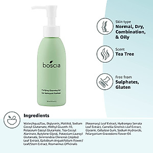 boscia Purifying Cleansing Gel - Vegan, Cruelty-Free, Natural and Clean Skincare | Daily Natural Purifying Deep Cleansing Gel Face Cleanser, 5 fl oz