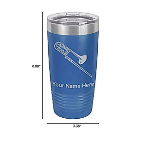 LaserGram 20oz Vacuum Insulated Tumbler Mug, Trombone, Personalized Engraving Included (Dark Blue)