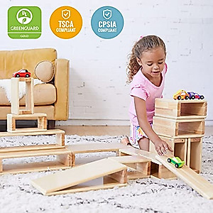 ECR4Kids Hollow Block Set, Wooden Toys, Natural, 18-Piece