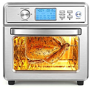 16 in 1 Air Fryer Oven, 24QT Convection Air Fryer Toaster Oven Combo with LED Display & Temperature/Time Dial, 1700W Large Airfryer Oven, Oil Less & Stainless Steel