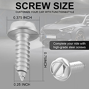 LivTee Rustproof License Plate Screws for Securing License Plates Frames and Covers on Cars and Trucks, 4 Sets Premium Stainless Steel Self Tapping Mounting Bolts, Silver