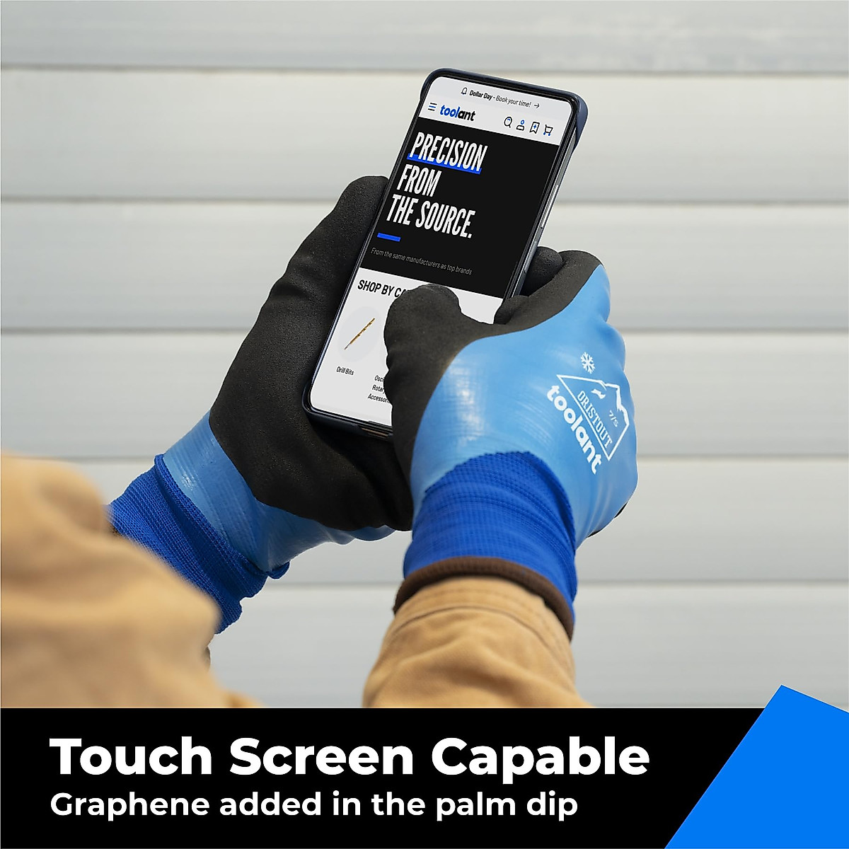 Waterproof Winter Work Gloves for Men and Women, Freezer Gloves for Working in Freezer, Thermal Insulated Fishing Gloves, Super Grip, Blue, Large