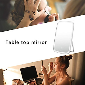 FQYYDD Illuminated Makeup Mirror The Tabletop Makeup Mirror Portable Folding Bracket Lighting Is Adjustable