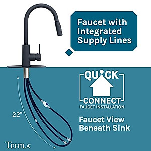 Utility Sink with White Vanity Cabinet by JS Jackson Supplies, Black High-Arc Pull-Down Sprayer Faucet, Soap Dispenser and Spacious Vanity for Laundry Room