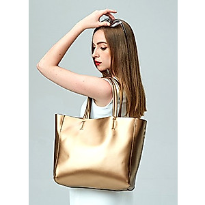 Covelin Women's Handbag Genuine Soft Leather Tote Shoulder Bag Hot Bronze