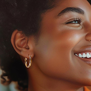 Ross-Simons 14kt 2-Tone Gold Double-Oval Hoop Earrings