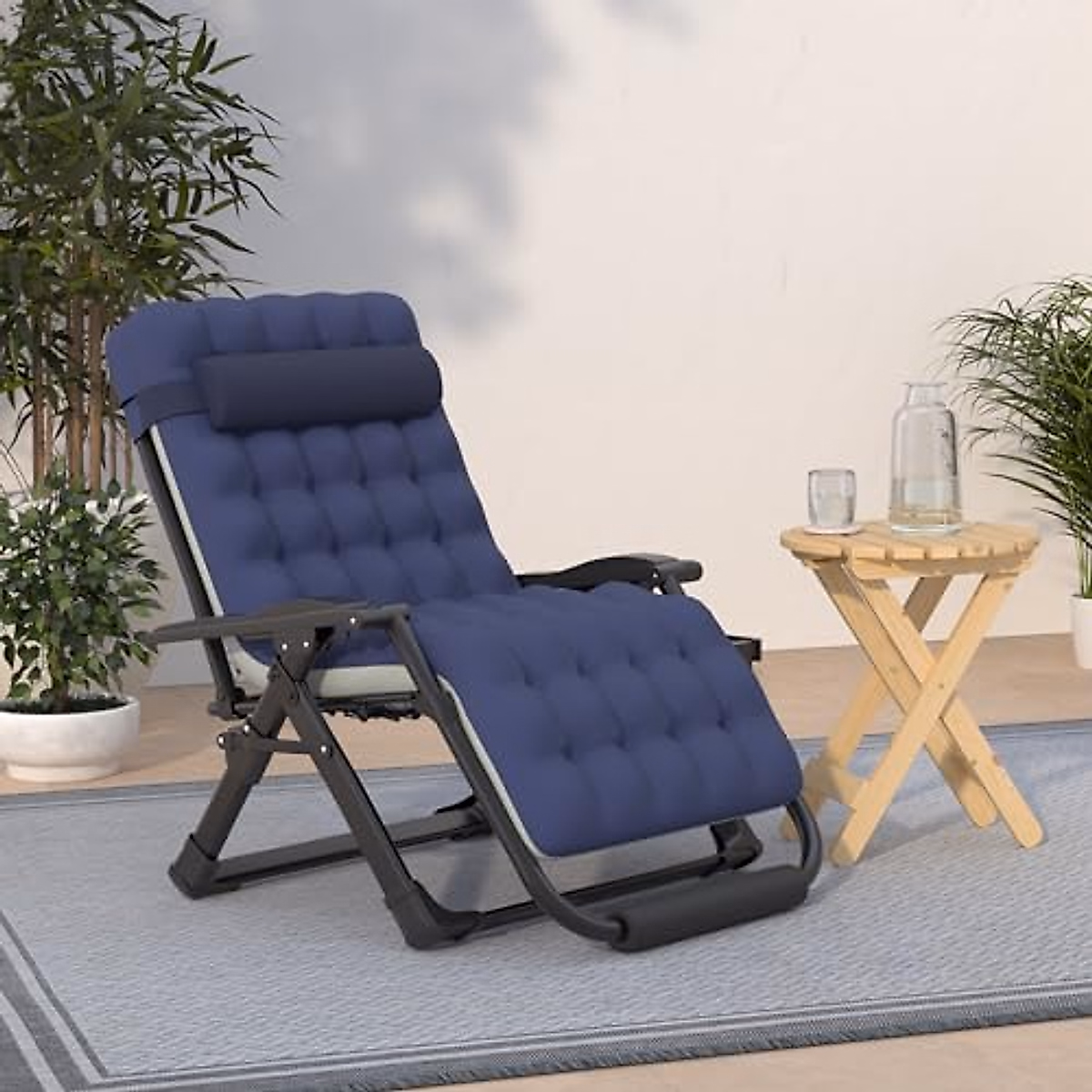 Suteck Patio Reclining Chair, Portable, Foldable, Durable, Adjustable, Comfortable, Blue