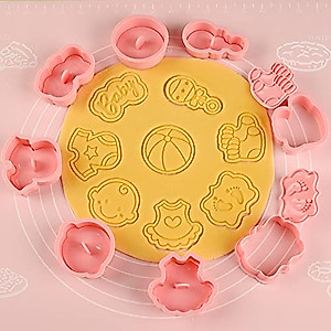 Baby Shower Cookie Cutters Set 8 Pcs with Plunger Stamps, Cute for Biscuit Cheese Baking