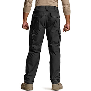 CQR CLSX Men's Tactical Pants, Water Resistant Ripstop Cargo Pants, Lightweight EDC Work Hiking Pants, Outdoor Apparel, Duratex Black, 38W x 30L