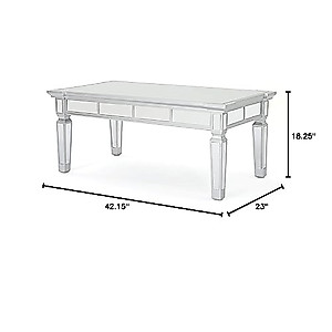 Christopher Knight Home Solanna Mirror Finished Faux Wood Coffee Table, Clear / Mirror White, 23 in x 42.15 in x 18.25 in