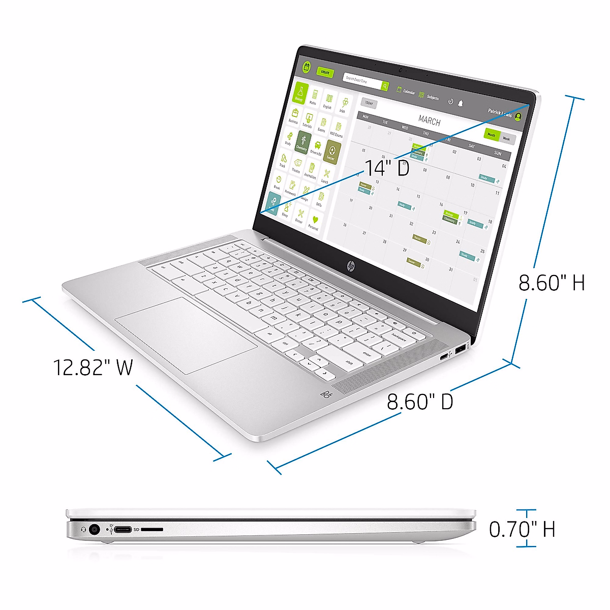 HP Chromebook 14-inch FHD Laptop, Intel Celeron N4000, 4 GB RAM, 32 GB eMMC, Chrome (14a-na0060nr, Ceramic White) (Renewed)