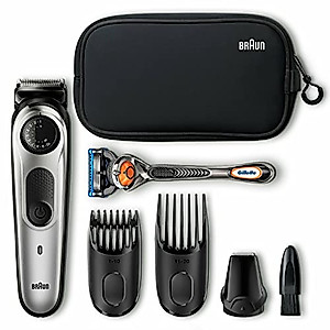 Braun Beard Trimmer BT5960 | Hair Clippers for Men | Cordless & Rechargeable | Detail Trimmer Head | with Gillette ProGlide Razor and Travel Bag - Silver/Black