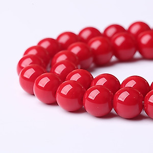 8MM 45pcs Red Glass Beads for Jewelry Making Round Loose Spacer Crystal Energy Healing Power Stone Beads DIY Bracelet Necklace Accessories (Red Glass, 8mm)