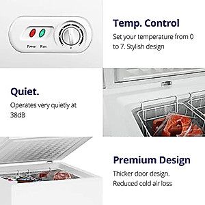Northair Chest Freezer - 3.5 Cu Ft with 2 Removable Baskets - Reach In Freezer Chest - Quiet Compact Freezer - 7 Temperature Settings - White