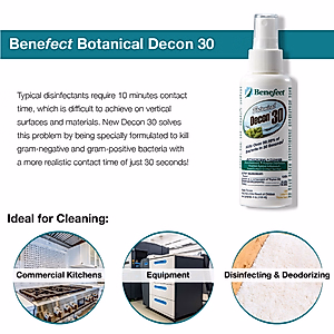 Benefect Botanical Decon 30 Disinfectant Cleaner, 4 oz. Spray Bottle, Light Lemon & Thyme Scent, Hospital Grade Disinfectant, Kills Over 99.99% of Germs, Safe for Food-Contact Surfaces (Pack of 4)