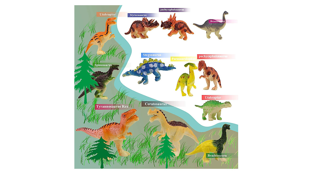 Mini Dinosaur Figures Pack - 12 Durable & Colorful Dino Toys