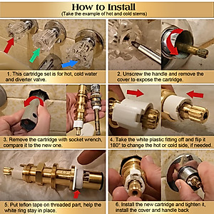Dreyoo Ceramic Disc Cartridge Replacement for 910-030, Diverter Stem Replacement for 910-022, Shower Valve Faucet Cartridge Compatible with Price/Pfister, Hot Cold Diverter, Brass Construction