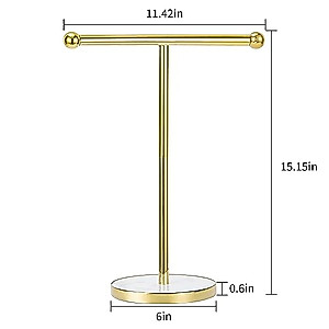 YINMIT Hand Towel Holder Stand, Bathroom Countertop Towel Rack with Marble Base, Freestanding Kitchen Towel Rack, Heavy Duty T-Shape Face Towel Stand for Bathroom, Kitchen, Vanity