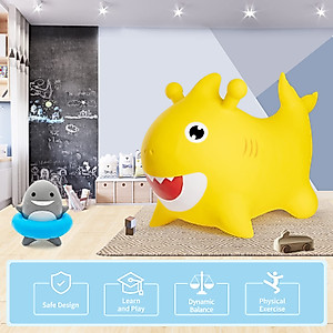 INPANY Baby Shark Toys for 2 Year Old Boy, Bouncy Animals for Toddler, Inflatable Hopper Ball, Outdoor Indoor Ride on Rubber Hopping Horse Bouncer, Cool Birthday Gifts 3 4 Year Old Girl Decorations