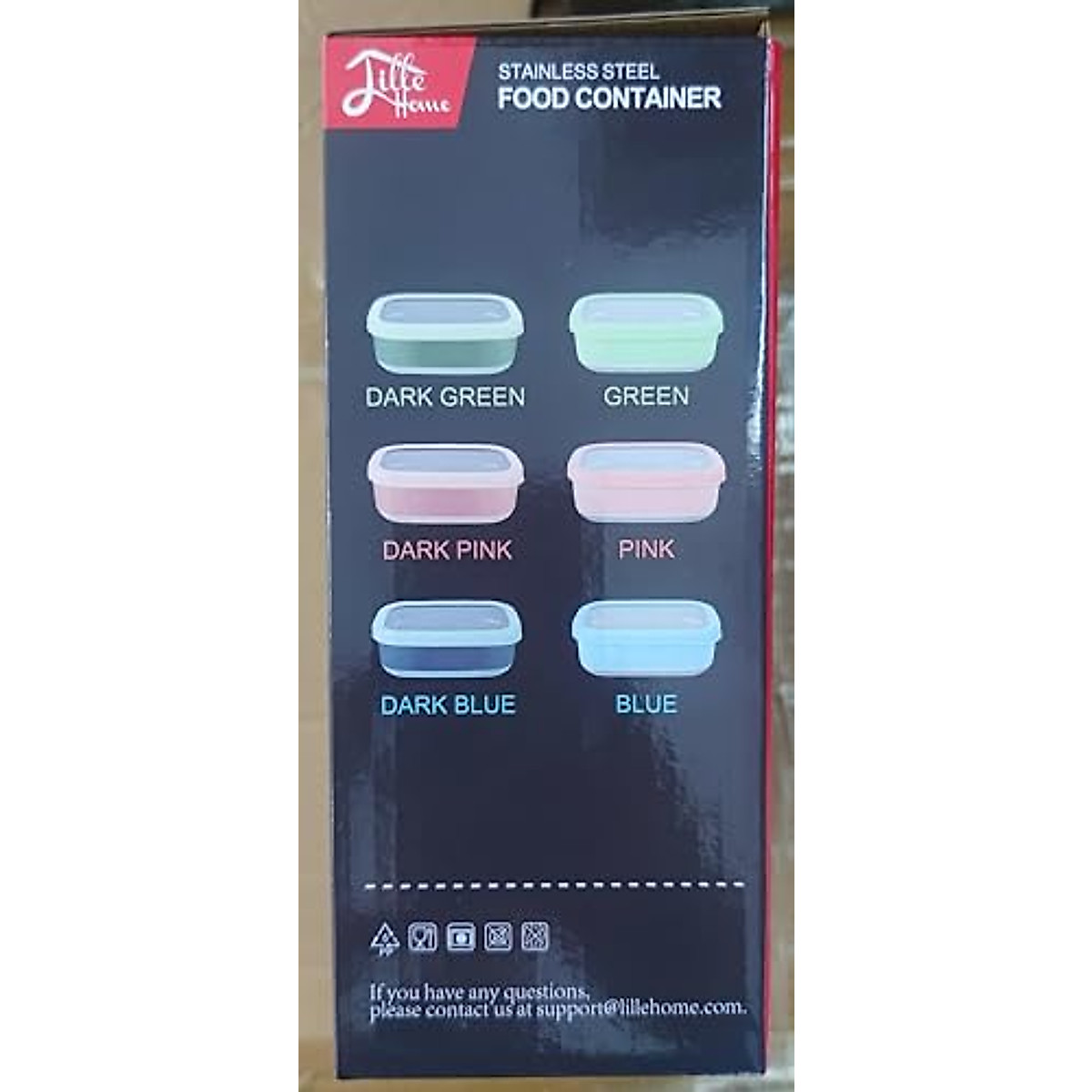 Lille Home Leak Proof Steel Food Containers - Snack Stainless Steel Containers - Ideal for Educational Settings & Daycare - Nesting Trio with Silicone Lids - 47oz+30oz+16oz - Dark Blue