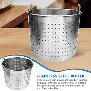 UPKOCH Crawfish Cooker Crab Boil Pot Pot Bucket,Stainless Steel Leaky Bucket Seafood Stew Pot,Metal Seafood Boil Multi-use Crawfish Pot for Kitchen Low Country Boil Pot Metal Basket