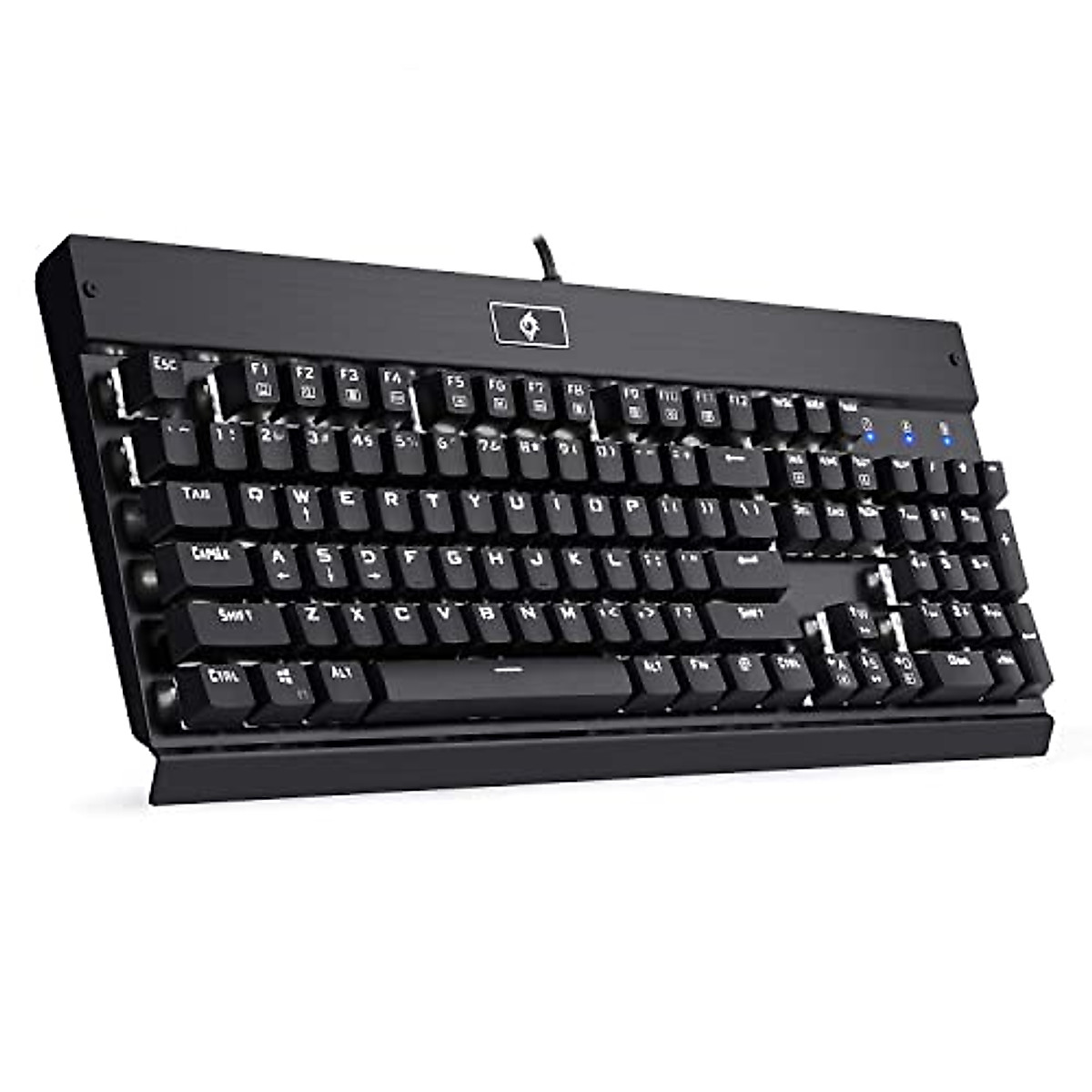 EagleTec KG010 Mechanical Keyboard Wired Ergonomic Brown Switches Equivalent for Office PC Home or Business (Black Keyboard White Backlit)