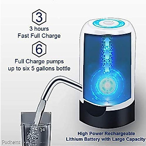FVSTR 5 Gallon Water Dispenser,Electric Drinking Water Pump Universal USB Charging Water Bottle Pump for 2-5 Gallon, Portable Water Dispenser Pump for Camping