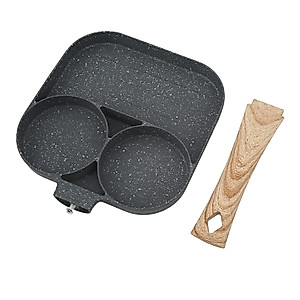 yaogohua Fried Divided Egg Cooker, Egg Pan Burger Pan, 3 Section Divided Grill Frying Pan Non Stick Omelet Pan for Home Kitchen, for Breakfast, Pancake, Poached Egg
