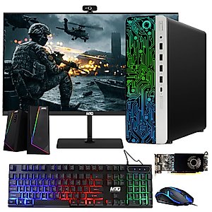 HP G3 Gaming Desktop PC, Intel Core i7 6th Gen, AMD RX 550 Graphics, 32GB RAM, 240GB SSD + 1TB HDD, MTG 24 Inch Monitor, RGB Keyboard Mouse, Speaker, Webcam, WiFi, Win 10 Pro (Renewed)