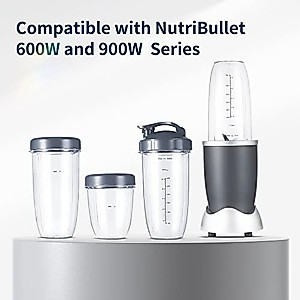 Replacement Cups Kit 18oz Short Cup 24oz Tall Cup 32oz Colossal Cup with Flip-Top To-Go Lid and Stay-Fresh Resealable Lid Compatible with NutriBullet 600w and Pro 900w Blenders