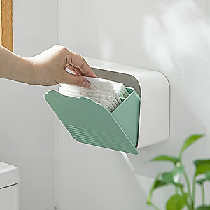 MORNITE Bathroom Vanity Organizer Canister Storage Box Container Makeup Pads Dispenser for Cotton Swabs, Qtips, Rounds, Balls, Sponges, Bath Salts, Green