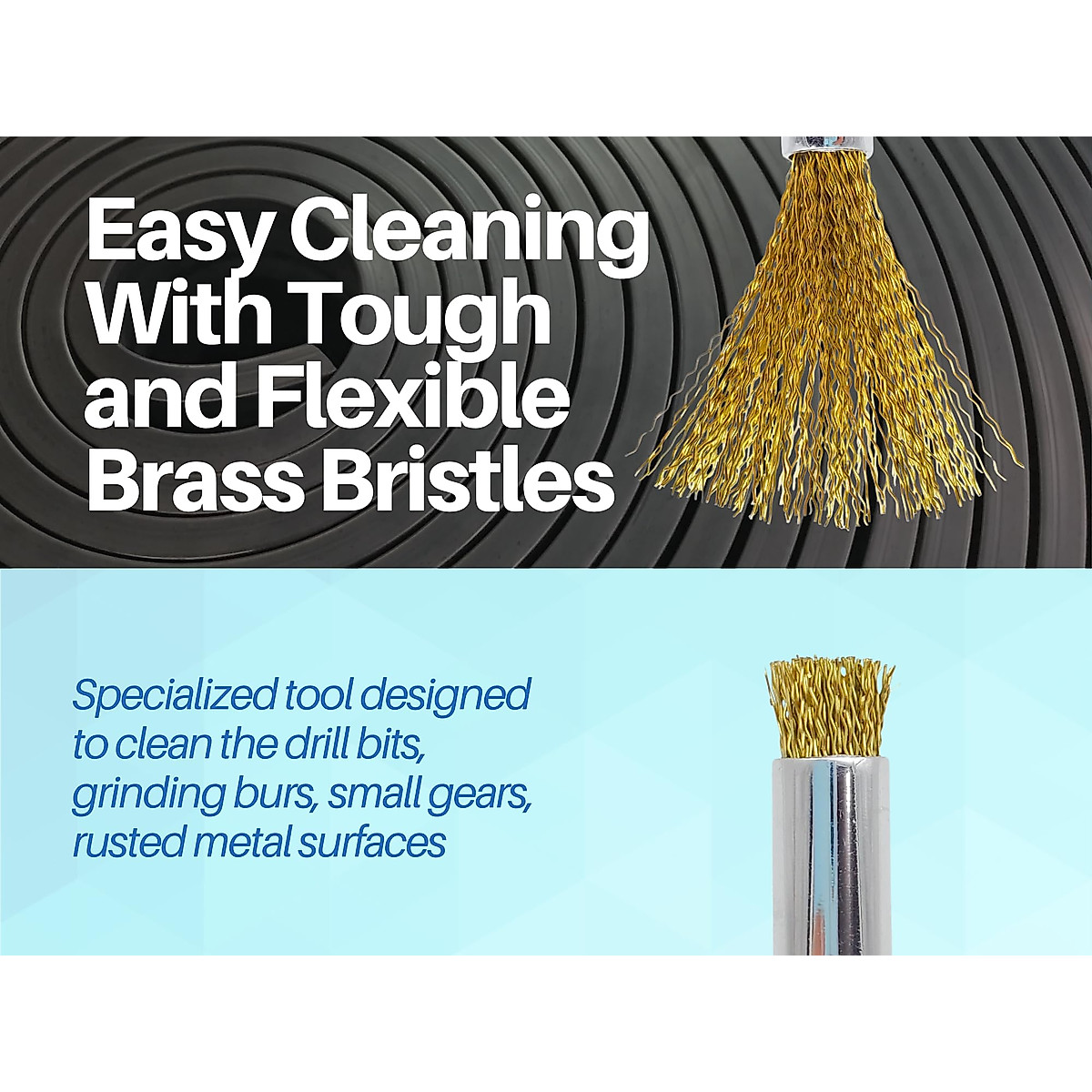 Artman Instruments Bur Cleaning Brass Wire Brush Dental Nail Cleaning Bit Cleaning Bur Cleaning Brush Copper Bristles Adjustable Length