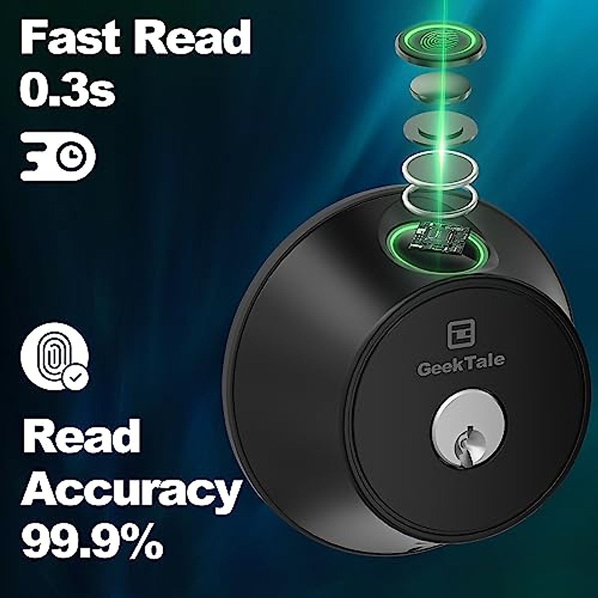 GeekTale Fingerprint Door Lock Set, Keyless Entry Door Lock with Smart Knob, Fingerprint Door Knob with Smart Deadbolt, Smart Locks with App Control for Front Door