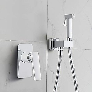 MINJING Bathroom Bidets Faucet Chrome, Toilet Bidet Mixer Anal Cleaning Muslim Shower Bidet Faucet, Baby Cloth Diaper Sprayer