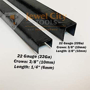 Jewel City Tools 10,000 Hyper Black Staples 22 Gauge 38 10mm Crown 14 6mm Length Quarter Inch Long 22Ga 6mm Black Chisel Point Upholstery Staples (81806BL)