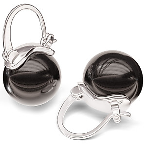 Lova Jewelry Pearl Drop Stud Earrings Huggie Hoop Golden-tone Earrings for Women, ideal bridal, work, party, dress, holidays (Black)