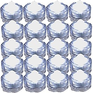 JYtrend Super Bright LED Floral Tea Light Submersible Lights for Party Wedding (White, 20 Pack)