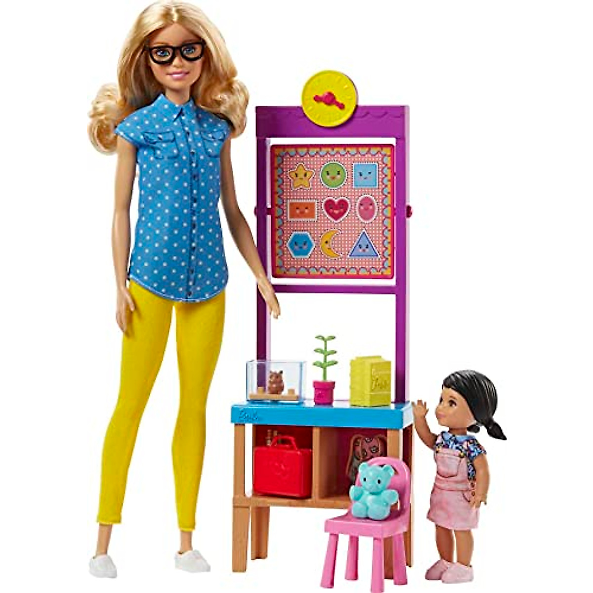 Barbie Teacher Dolls & Playset with Fashion Doll, Small Doll, Furniture & Accessories Including Flipping Blackboard (Amazon Exclusive)